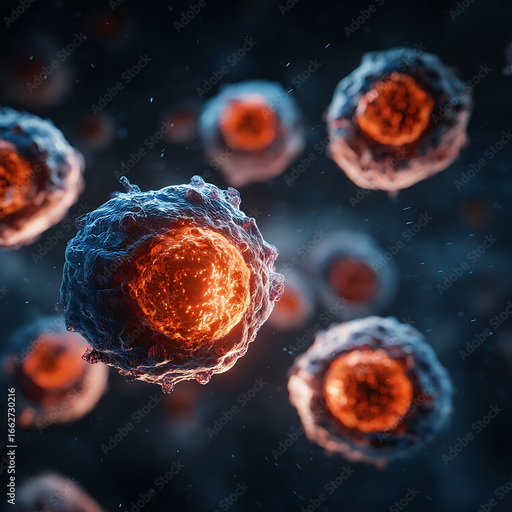 Photo Stock **A Cinematic 3D Medical Illustration Showing Rapid Cancer ...