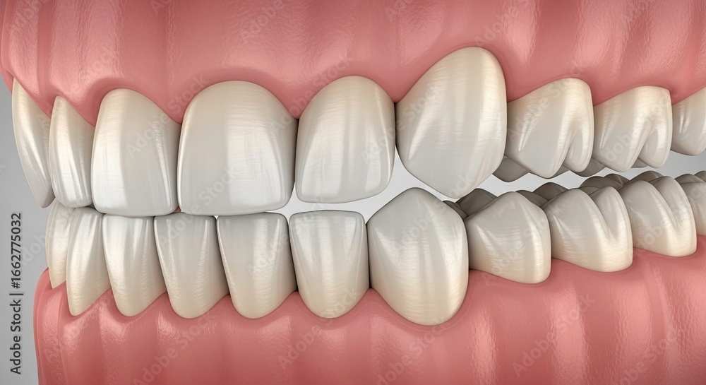 4k full hd photo side view of misaligned and crooked teeth ...