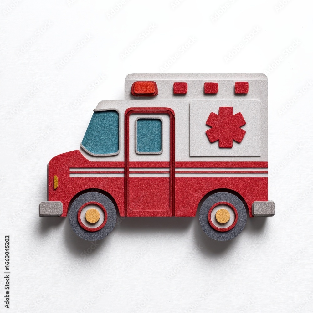 Red and White Paper Craft Ambulance Illustration Emergency Vehicle ...