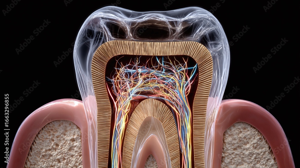 Ilustración de Stock Dental Anatomy: A cross-section illustration showcases the intricate ...
