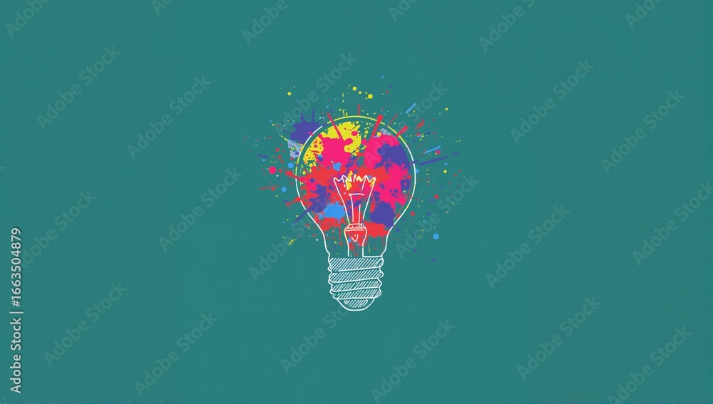 Explosion of color and ideas from a light bulb Stock Photo | Adobe Stock