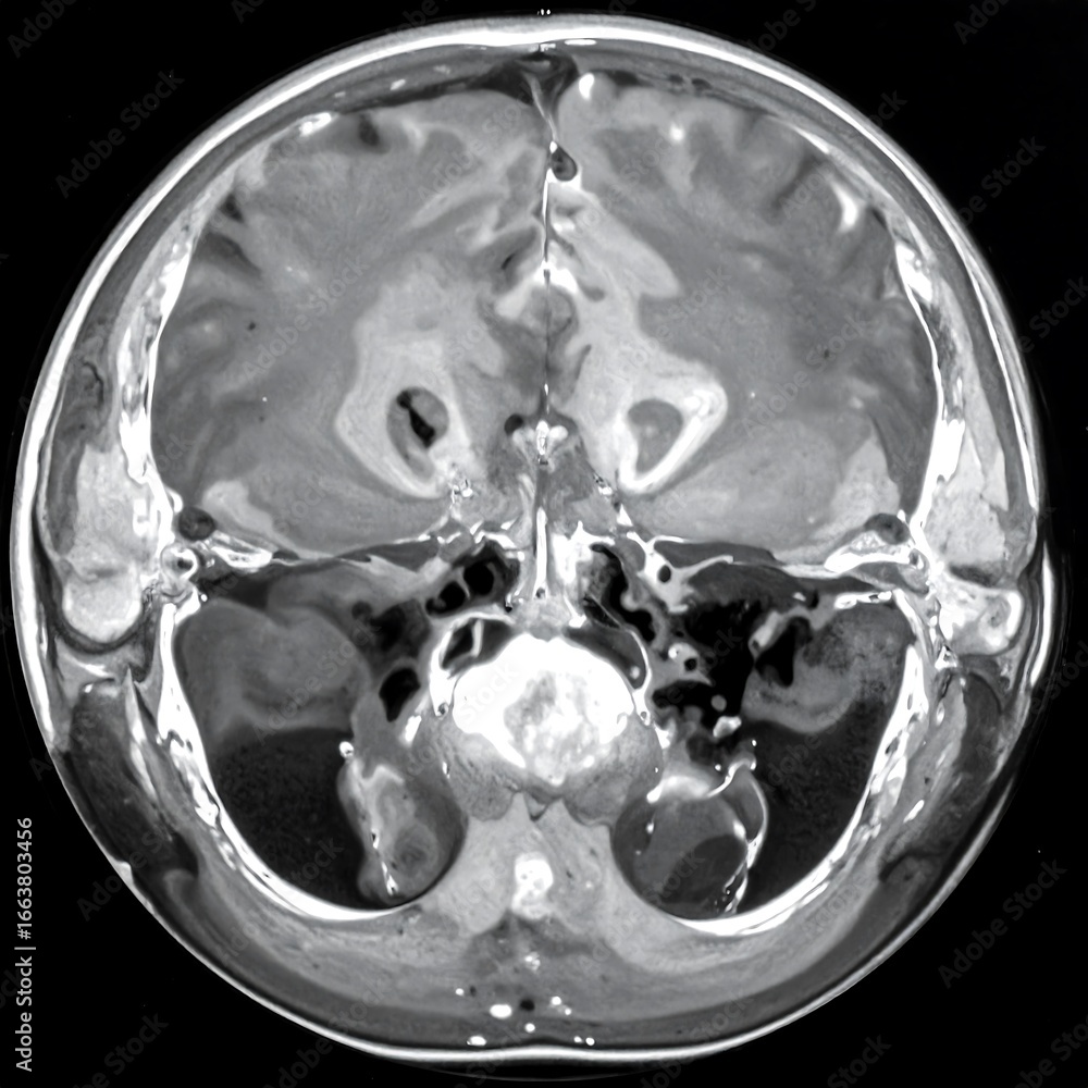 MRI brain scan showing anatomical structures Stock Photo | Adobe Stock