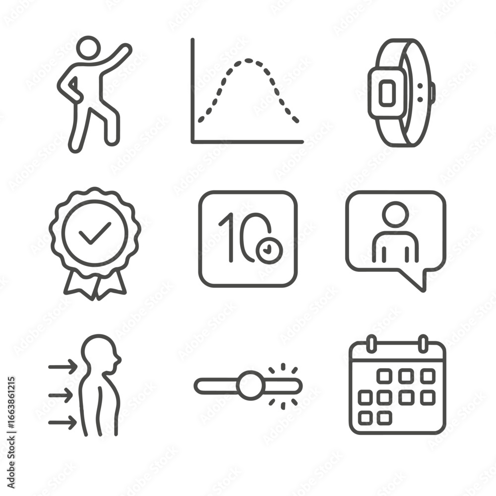 Vector de Stock Virtual Rehab Icons. Line style icons of Virtual ...