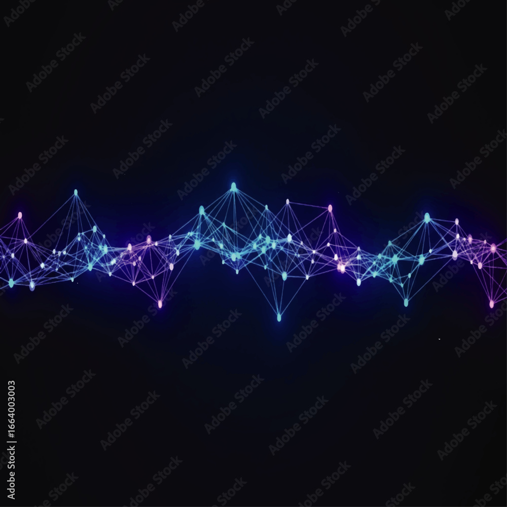 Abstract digital network visualization with glowing nodes and ...