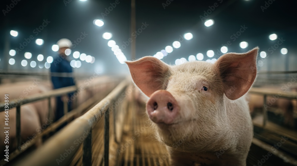 Pig in Modern Farm Facility with Livestock Husbandry Practices for Meat ...