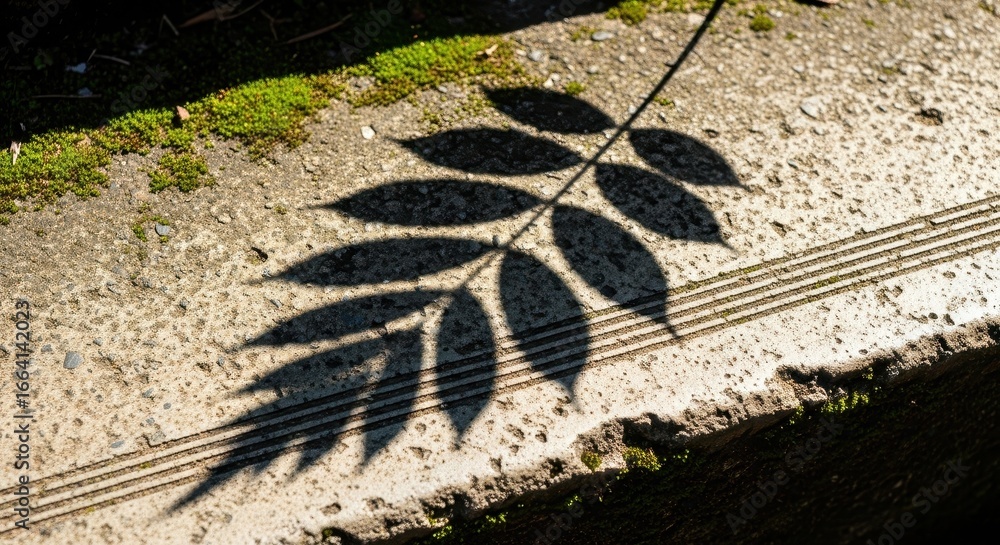 Leaf's striking shadow on textured wall, revealing intricate penumbra ...