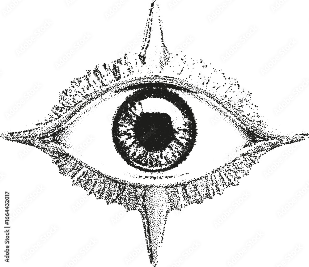 Mystical Stipple Eye Illustration Stock Vector | Adobe Stock