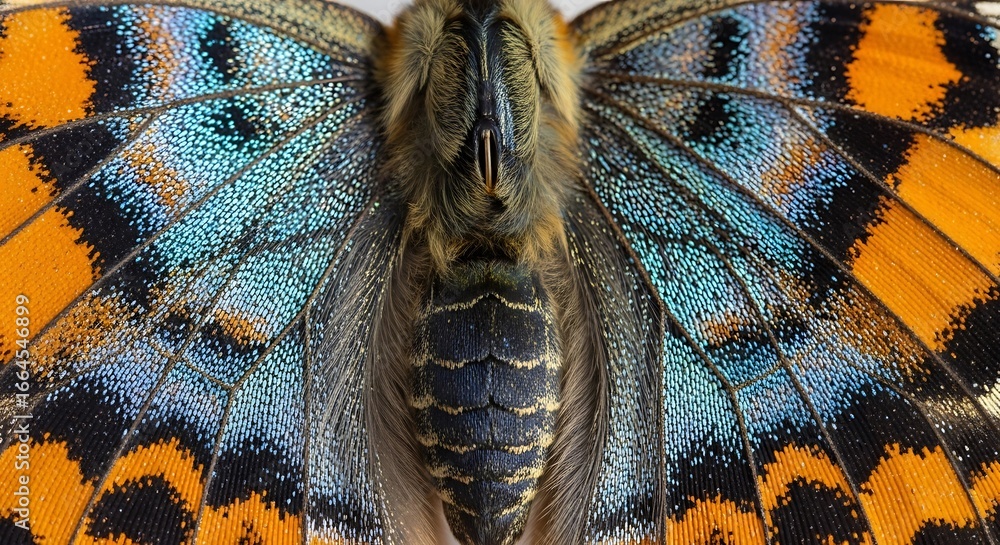 Intricate macro image unveils the detailed patterns of a butterfly's ...