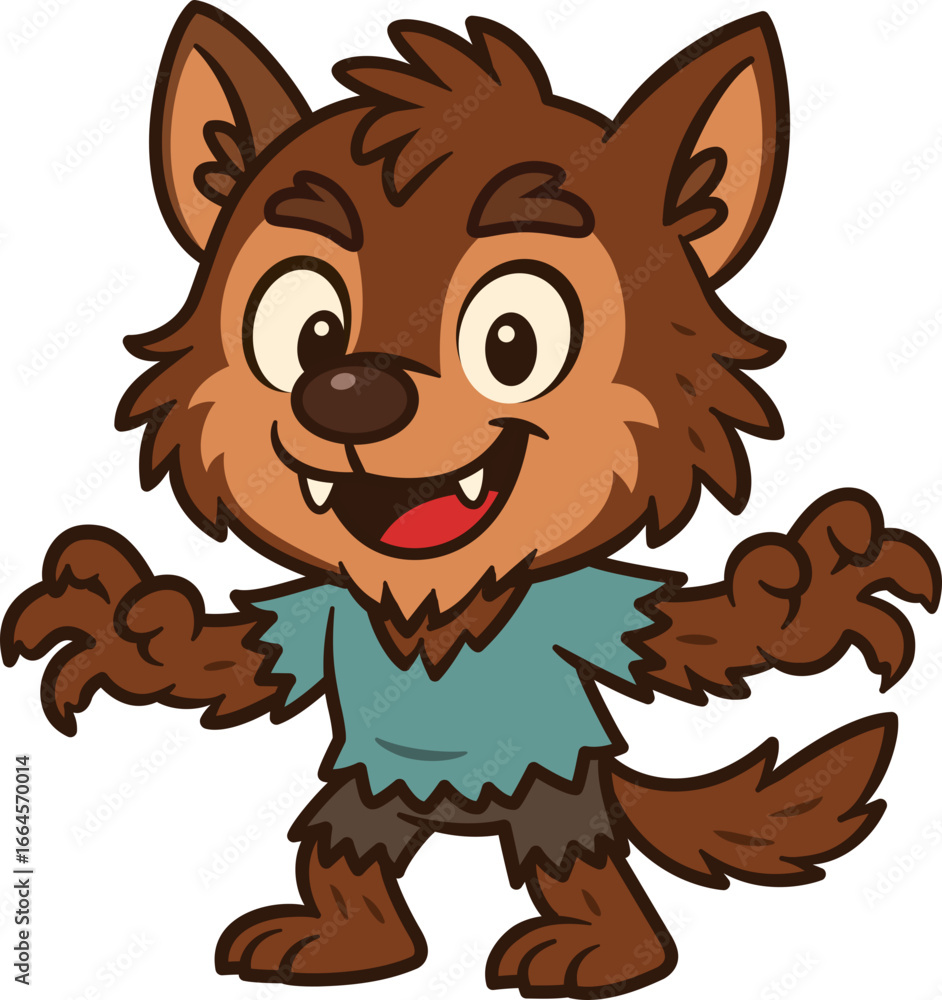 Cute werewolf character illustration. Halloween design. Kawaii cartoon ...