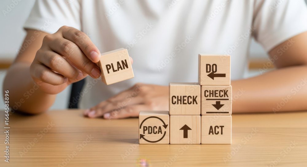 PDCA Cycle Blocks with 'Plan, Do, Check, Act' Text Representing ...
