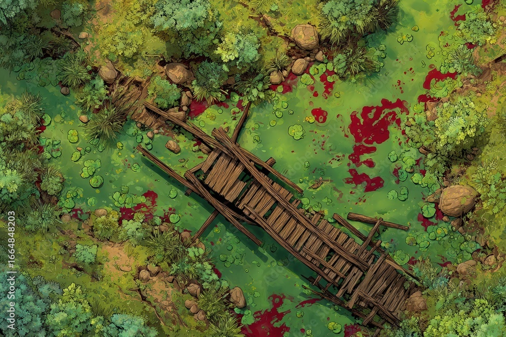 DnD Battlemap battlemap in toxic bog - Surrounded by greenery ...