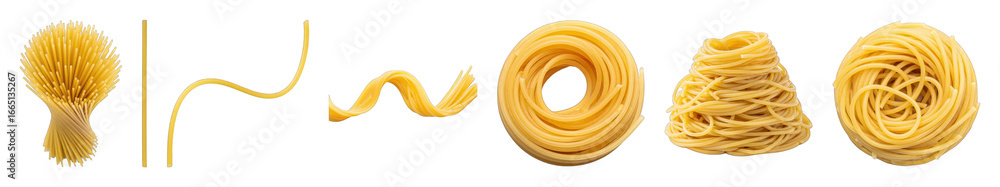 Spaghetti set including standing bundle, individual strands, wavy ...