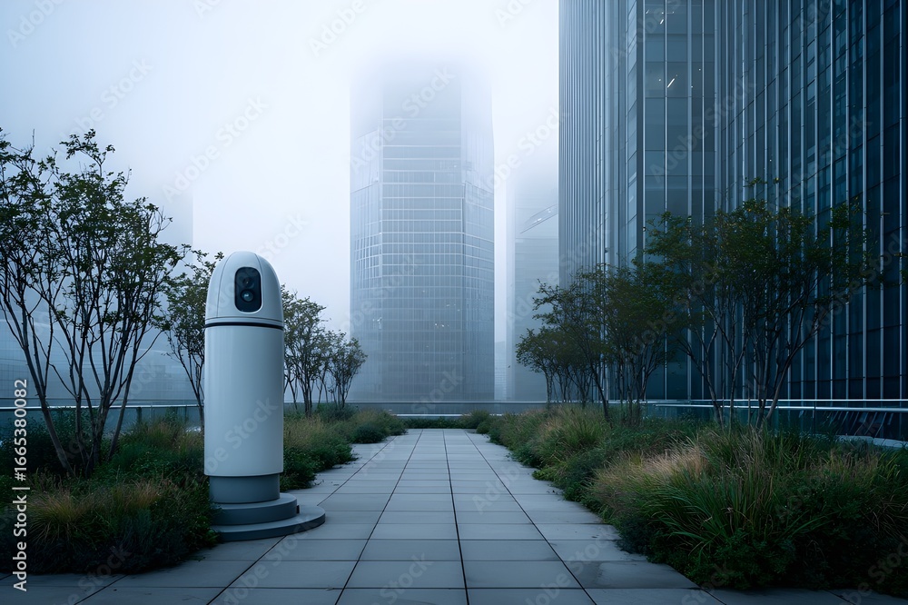 Rooftop-mounted wireless mesh AI security turret for advanced ...