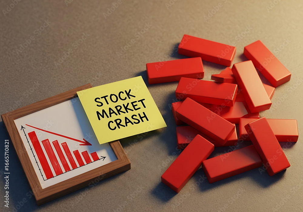 Stock market crash visualized with declining charts and falling red ...