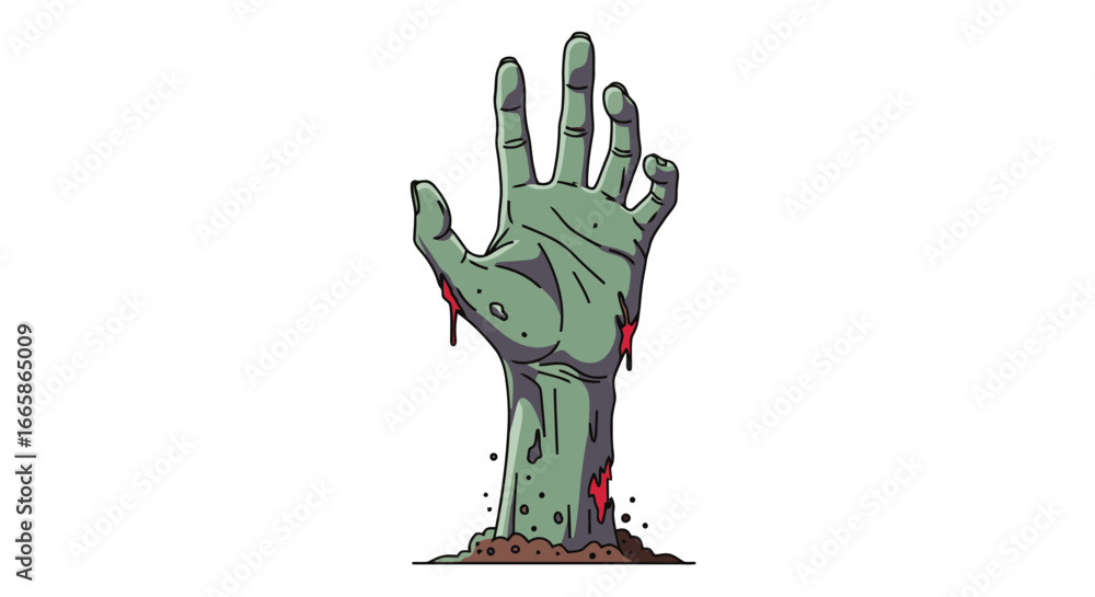 Vector de Stock Spooky Zombie Hand Rising from the Ground in a Creepy ...