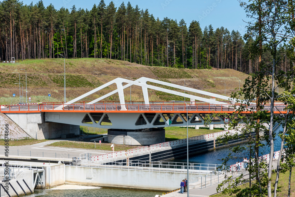 Foto de Stock Sztutowo - Vistula Spit Canal, Poland - A modern ...