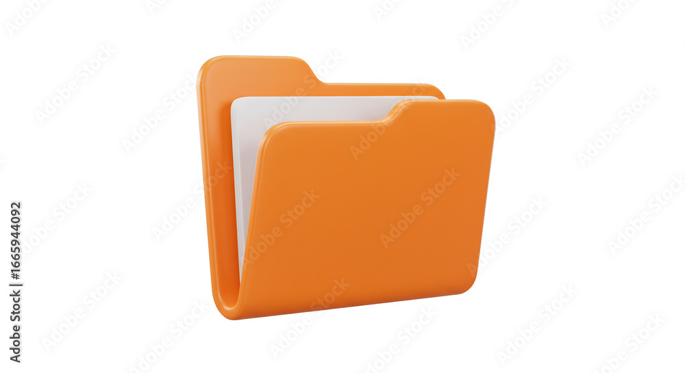 Orange folder icon for data management and file organization in digital ...