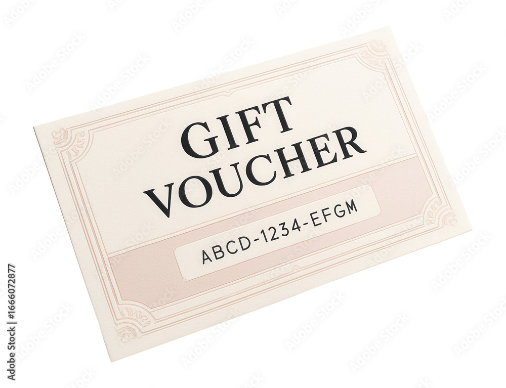 Ilustración de Stock Gift voucher with redemption code | Adobe Stock