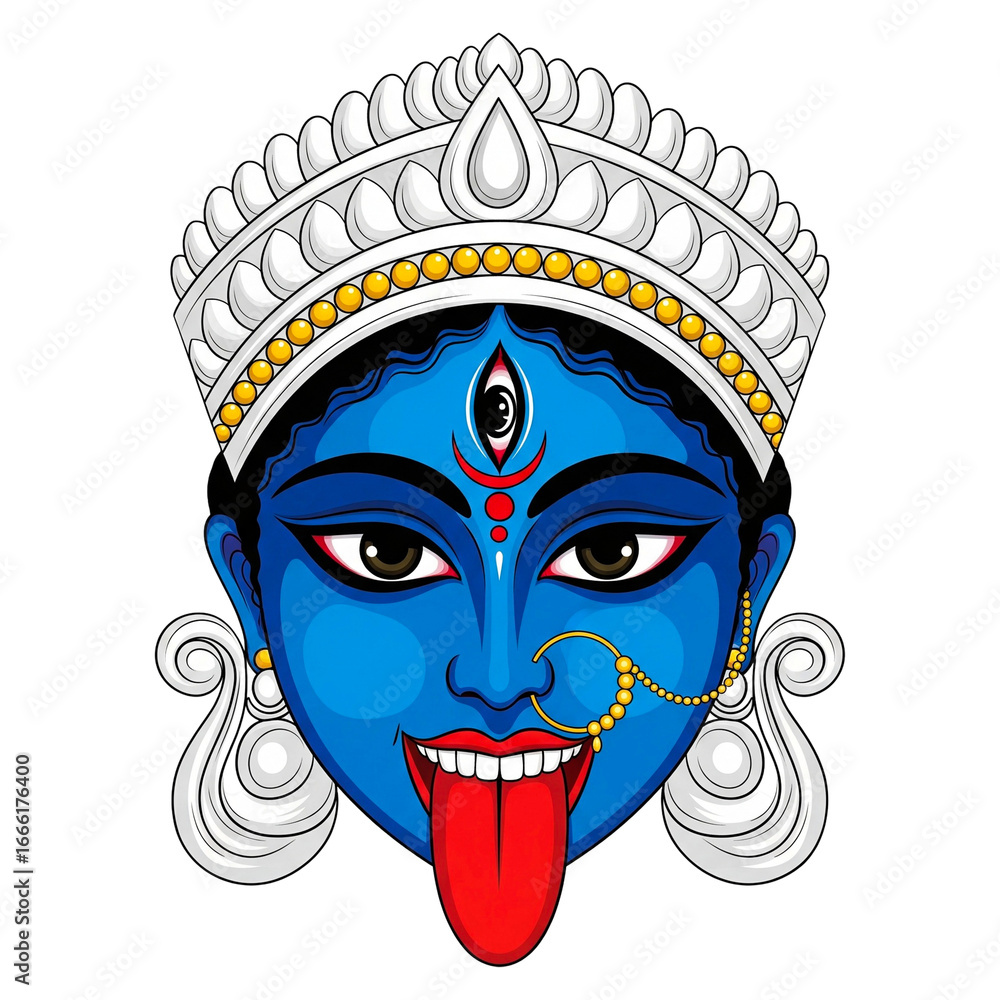 Goddess shyama maa Kali face, Kali puja is a famous religious festival ...