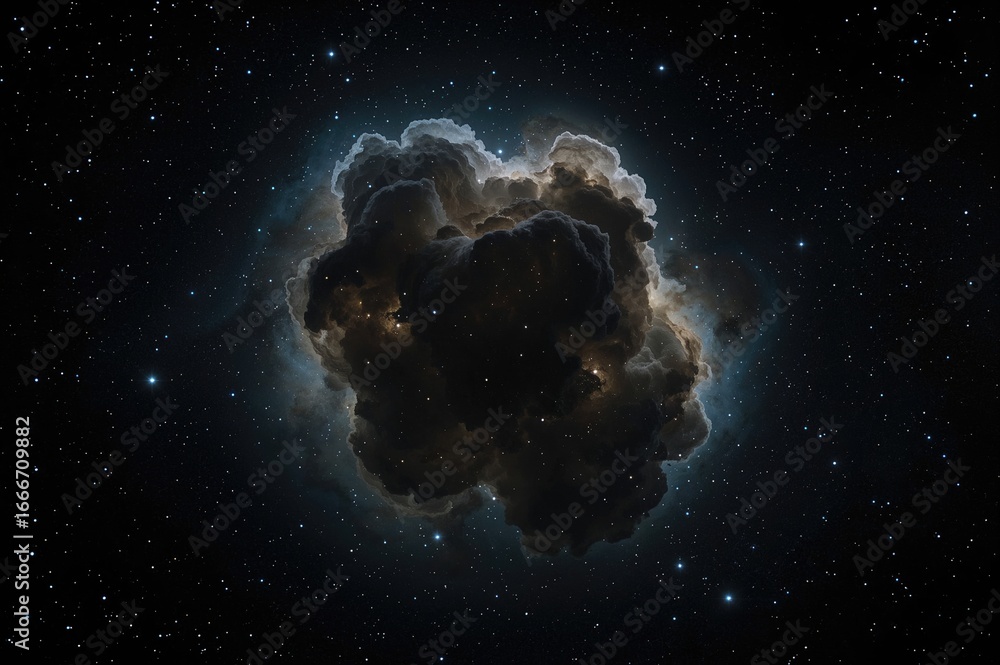 Full circle cosmic dust and gas cloud panorama. Starry nebula space ...
