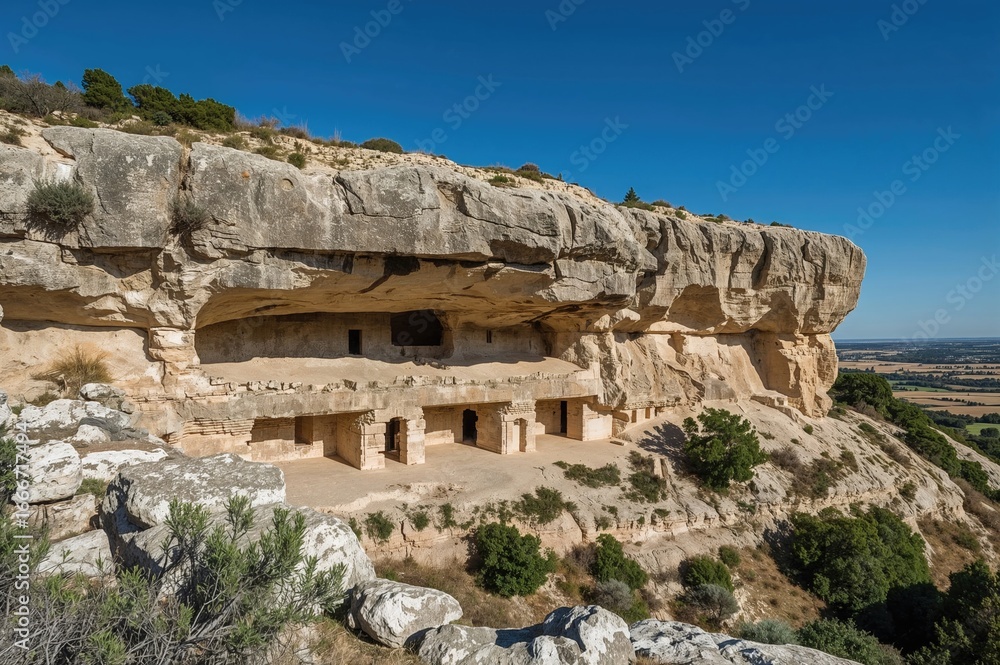 Ancient Rock-Cut Burial Chambers at a Historic Monastic Site Stock ...