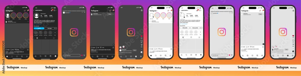 Vector de Stock Instagram Post Reels Story mockup template with updated ...