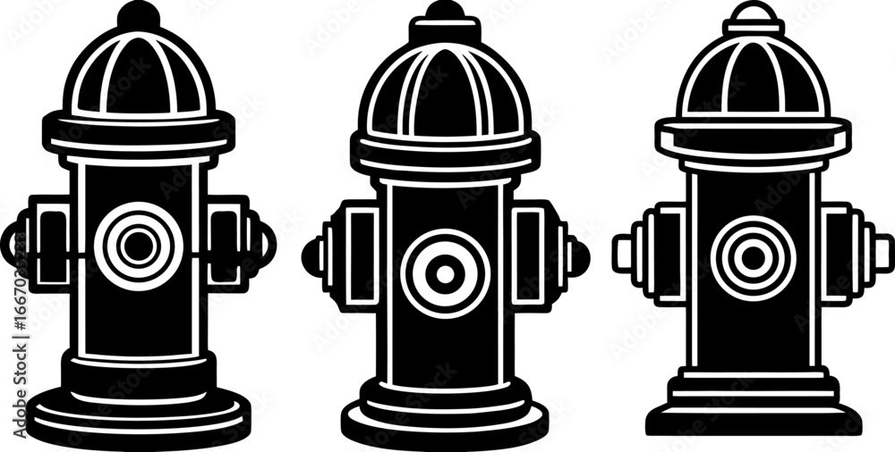 Fire hydrant set, Set of fire hydrants, fire hydrant collection, Vector ...