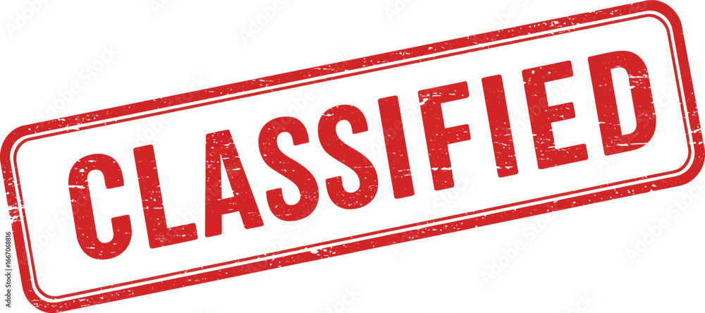 A red classified stamp on a transparent background for secure document ...