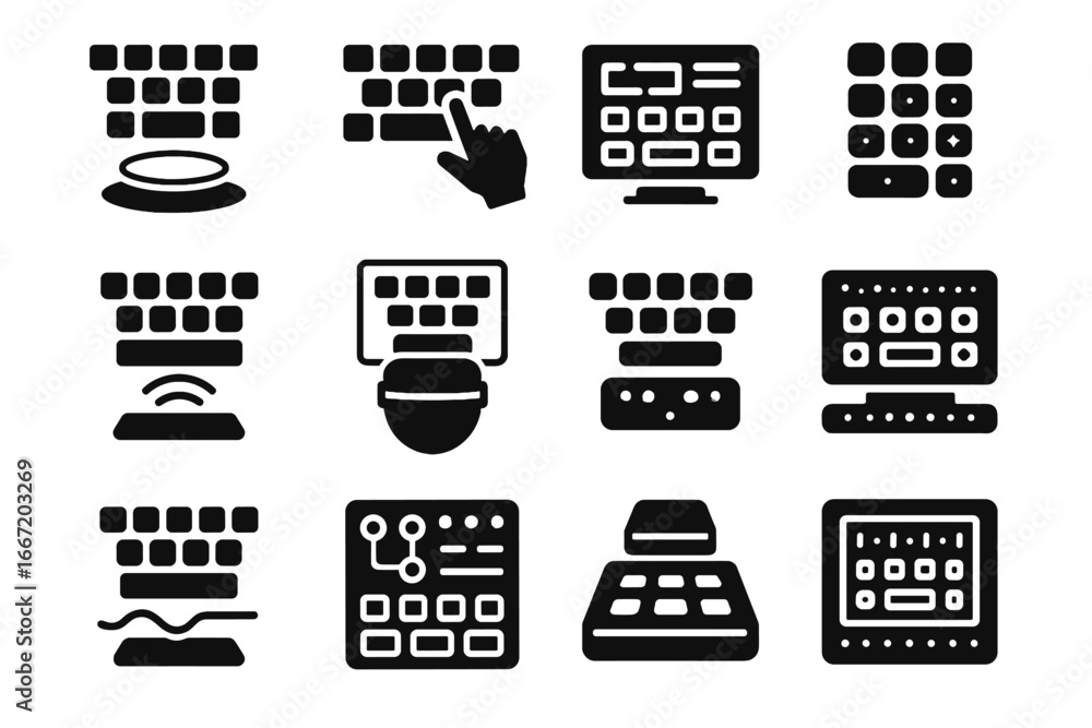 Icon vector led shortcut keyboard key wireless typing floating icons ...