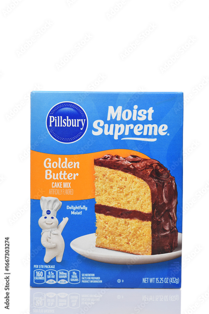 IRVINE, CALIFORNIA- 25 AUG 2025: A box of Pillsbury Moist Supreme ...