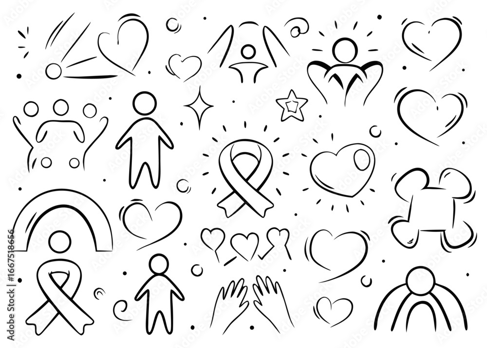 Community trust hand social heart doodle line art symbol representing ...