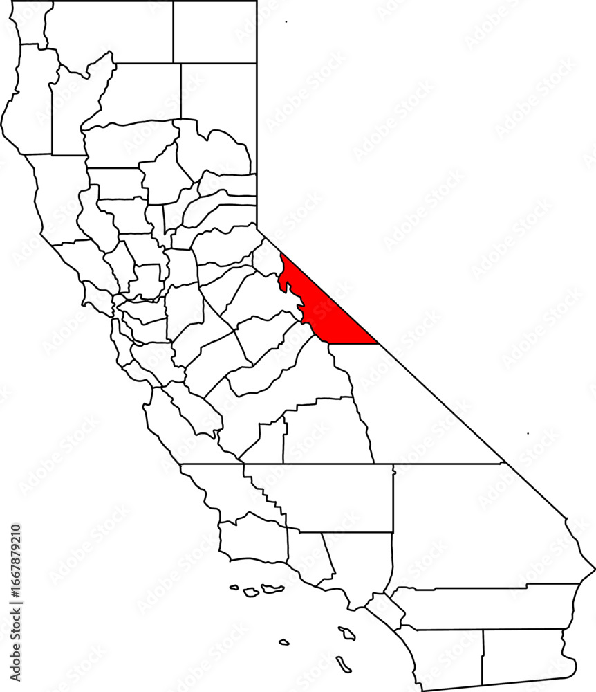 Map of California highlighting Mono County. Perfect for projects on its ...