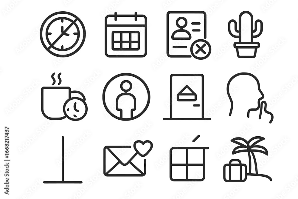Work Boundaries Icons. Outline icon set of setting boundaries at work ...