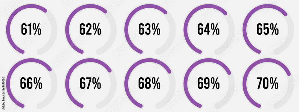 Set of circular sector percentage diagrams meters from 1 to 100 ready ...