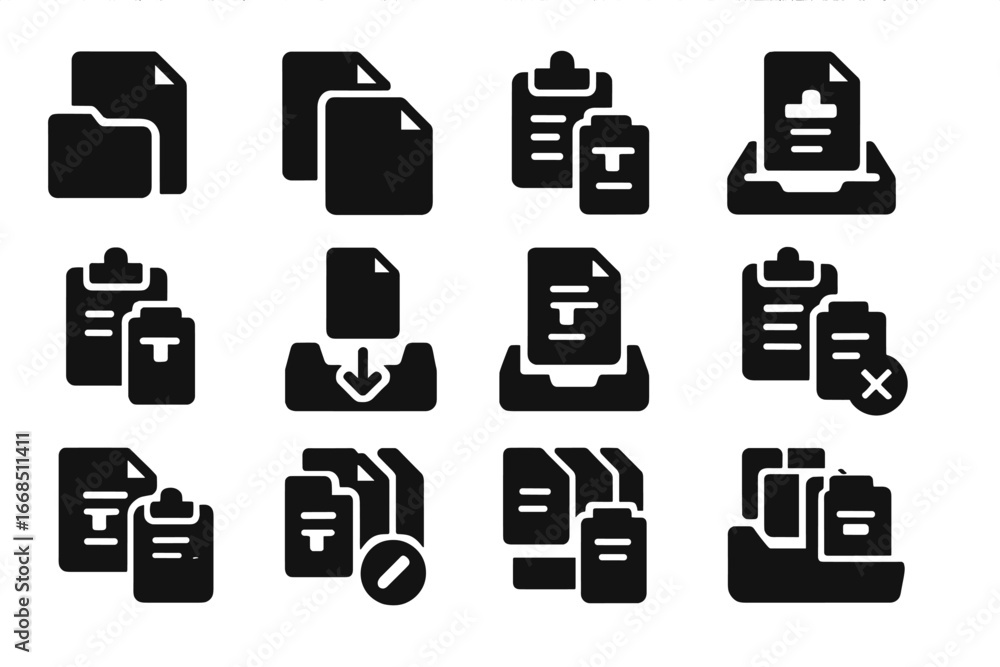 File Icons Collection. Solid style icons of file pasting: file to ...
