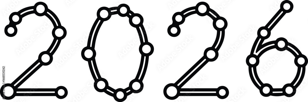 New Year 2026 Numbers Connected by Dots Stock Vector | Adobe Stock