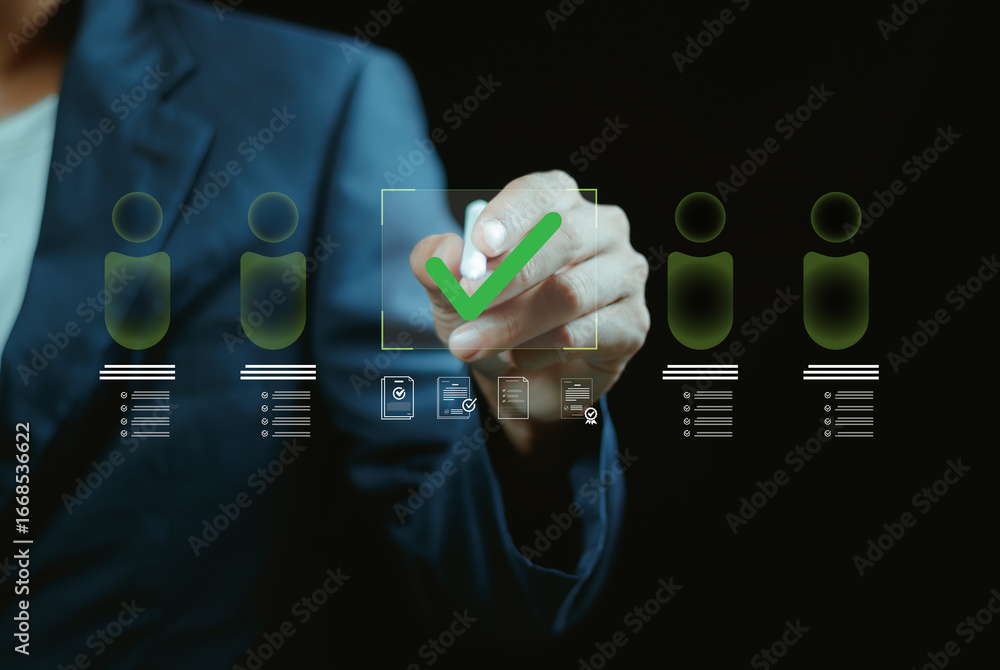 Stock-Foto „Employee qualification check. Candidate selection and ...