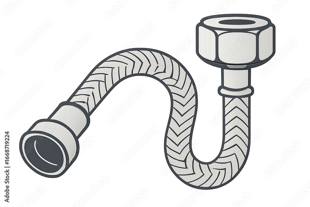 Reinforced metal braided hose with right-angle connection on ...