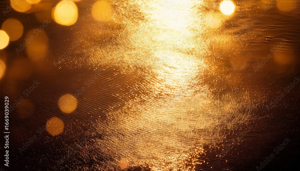 golden watery background with bokeh effect creating a reflective and ...