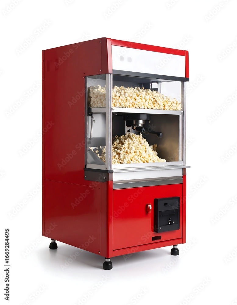 Red Popcorn Machine, Studio Shot, White Background Stock Photo | Adobe ...