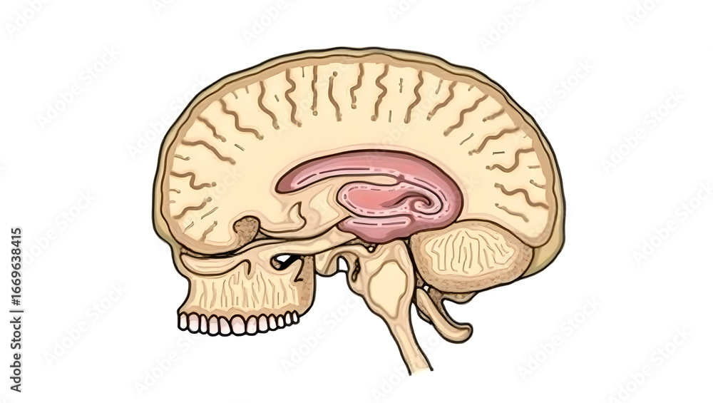 Anatomy&physiology A cross-section of the head showing brain, nasal ...
