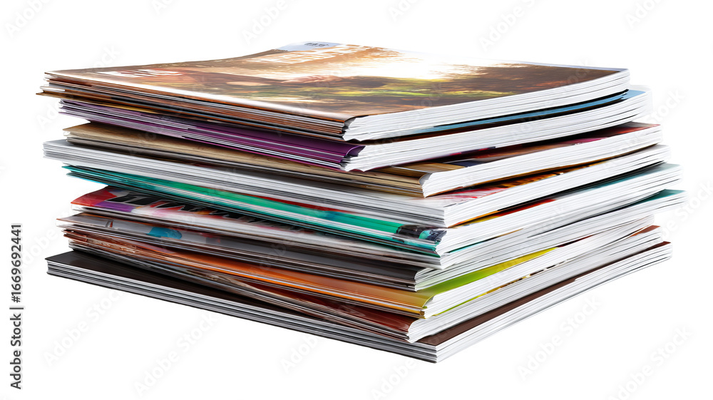 Stack of folded magazines — high-resolution transparent background png ...