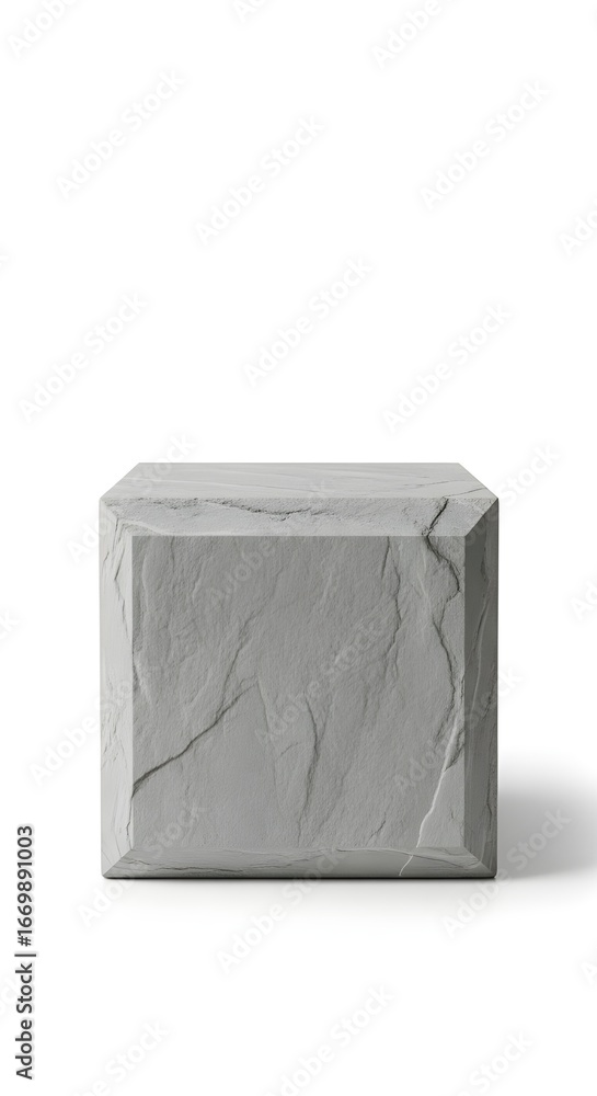 Thick stone podium with beveled edges and fine surface grain ...