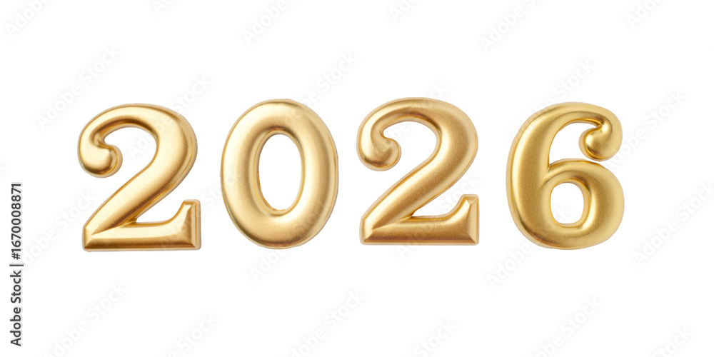 Illustration Stock Metal numbers 2026 on a transparent background ...