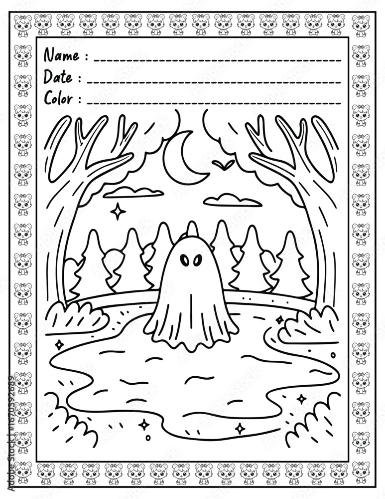 Bold and Easy Cute Very Demure Very Spooky Coloring Book Pages for ...