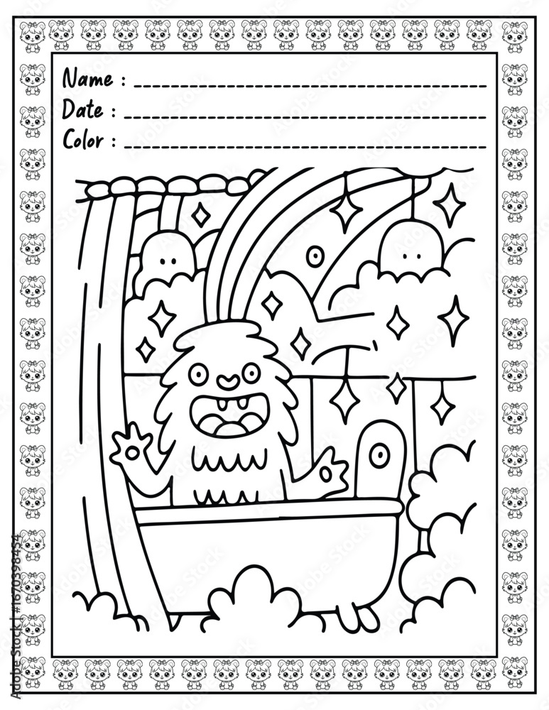 Stock-Vektorgrafik „Bold and Easy Cute Very Demure Very Spooky Coloring ...