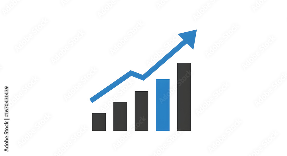 Rising Bar Graph with Arrow Chart Showing Growth Stock Photo | Adobe Stock