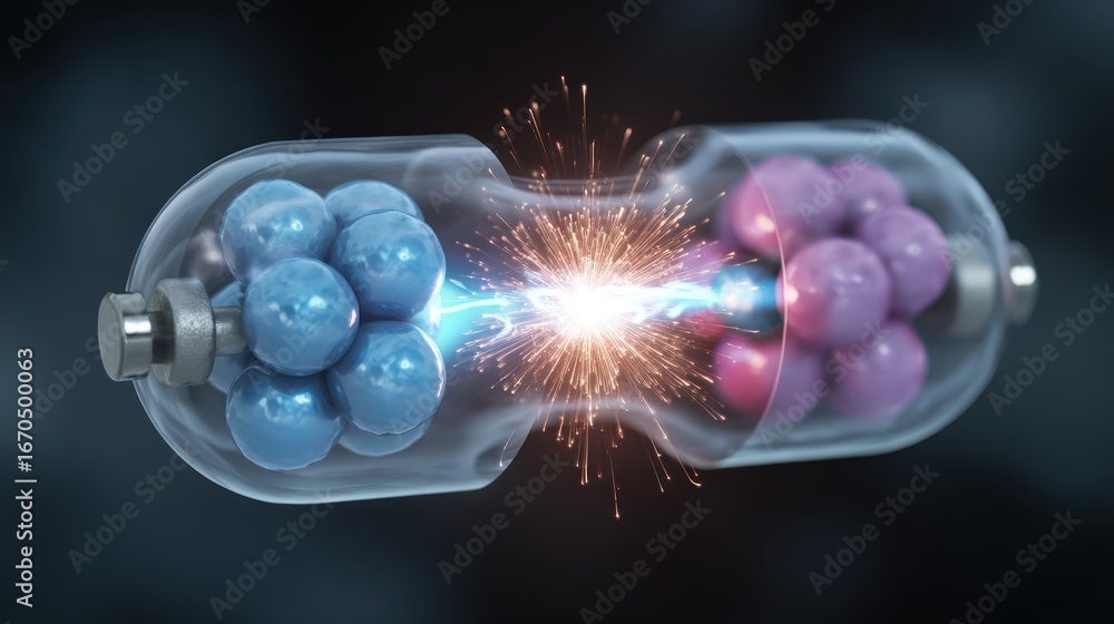 Diagram of hydrogen nuclei fusing into helium with energy release Stock ...