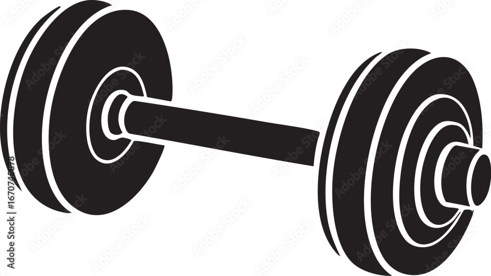 Minimal outline vector of a single dumbbell side view black line art ...