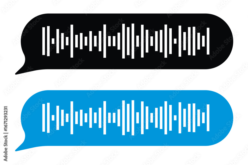 Voice message bubble with sound wave, showing paused playback ...